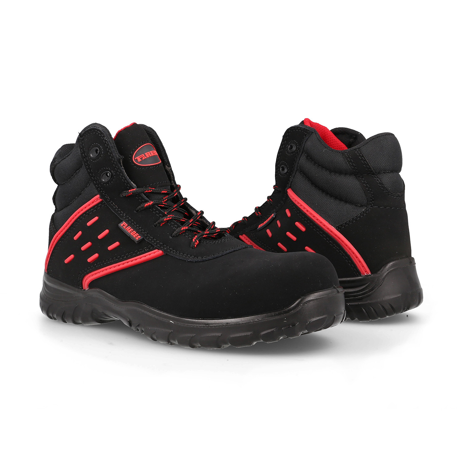 Safety boots with rubber soles, for greater grip on slippery surfaces